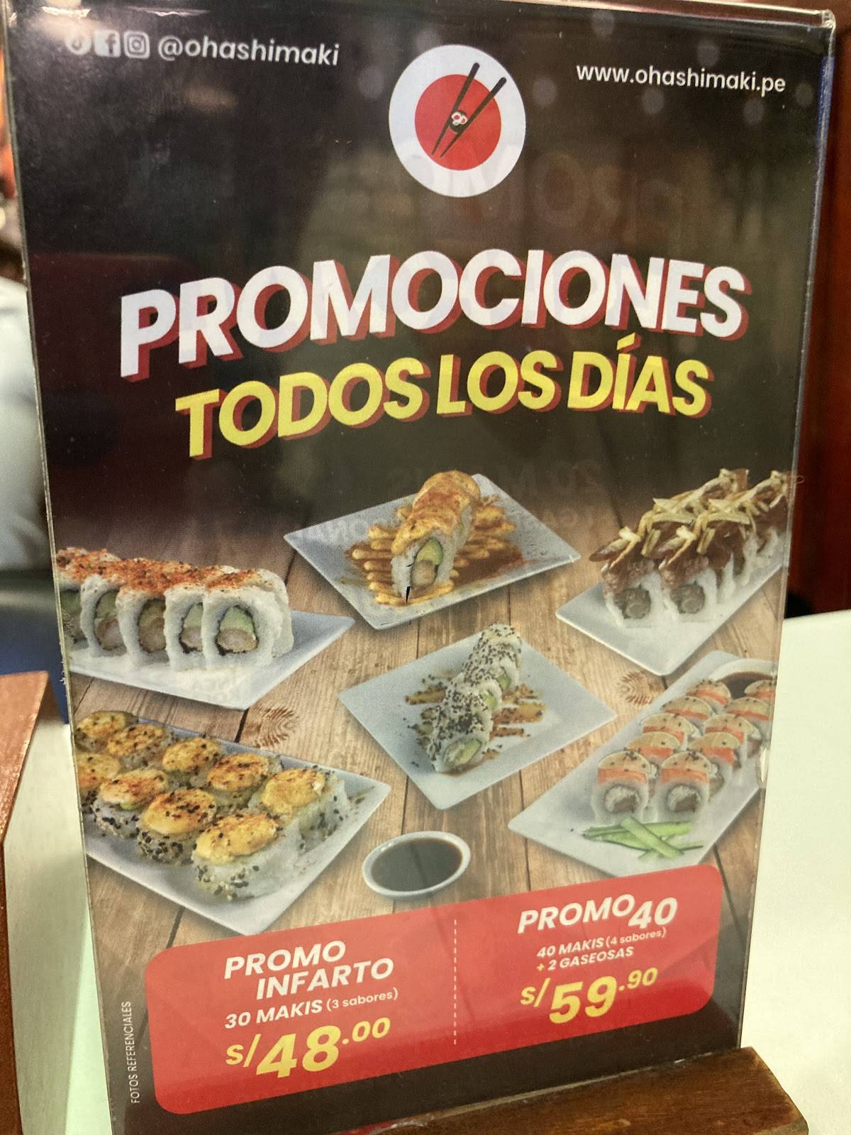 Carta del restaurante Ohashi Maki, Los Olivos