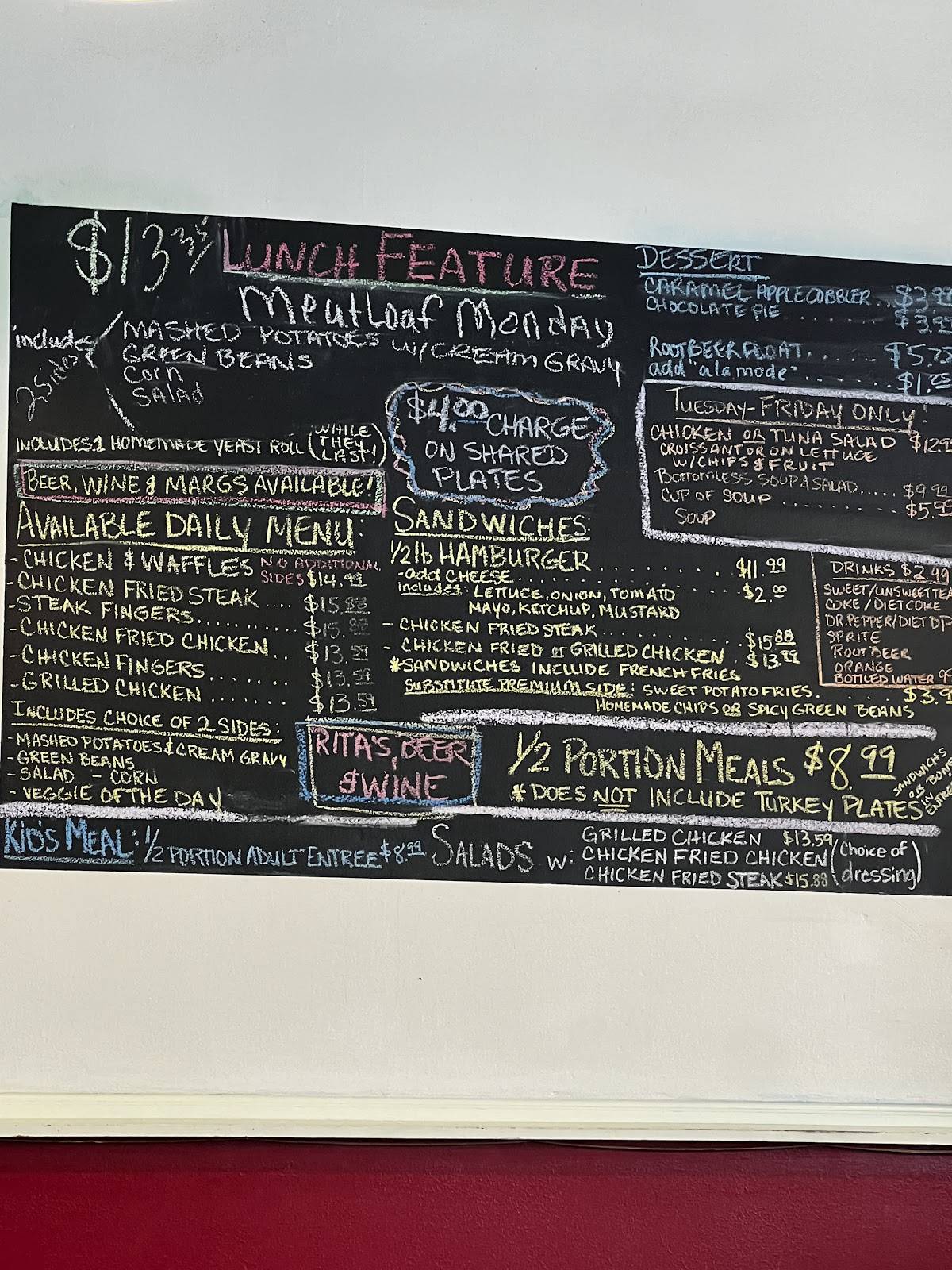 Menu at Ol' Girls Kitchen restaurant, Kingsville