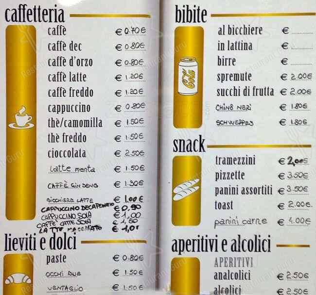 Menu at Bar Caffetteria Ola, Rome