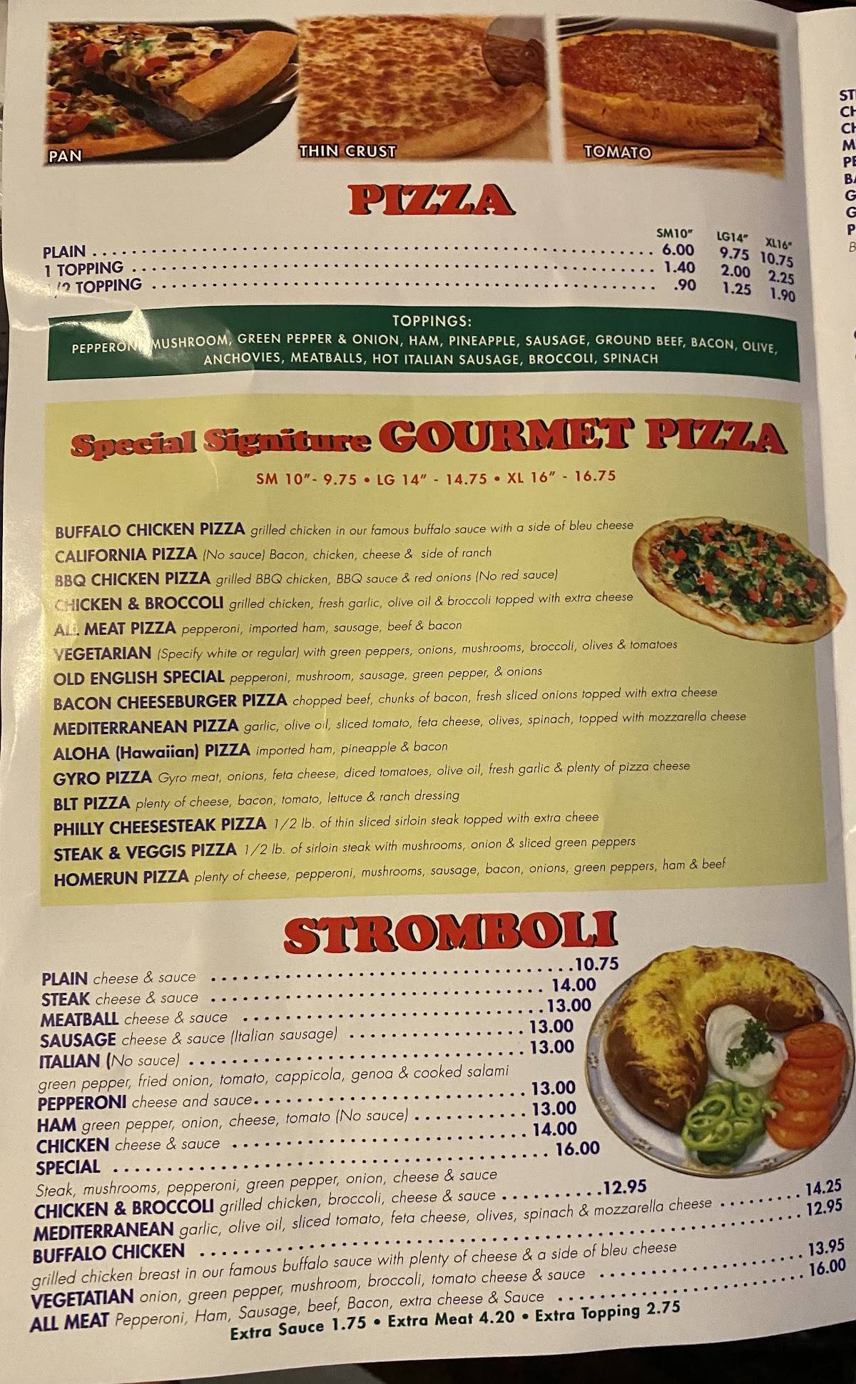 Menu at Old English Pizza pizzeria, Philadelphia, Orthodox St