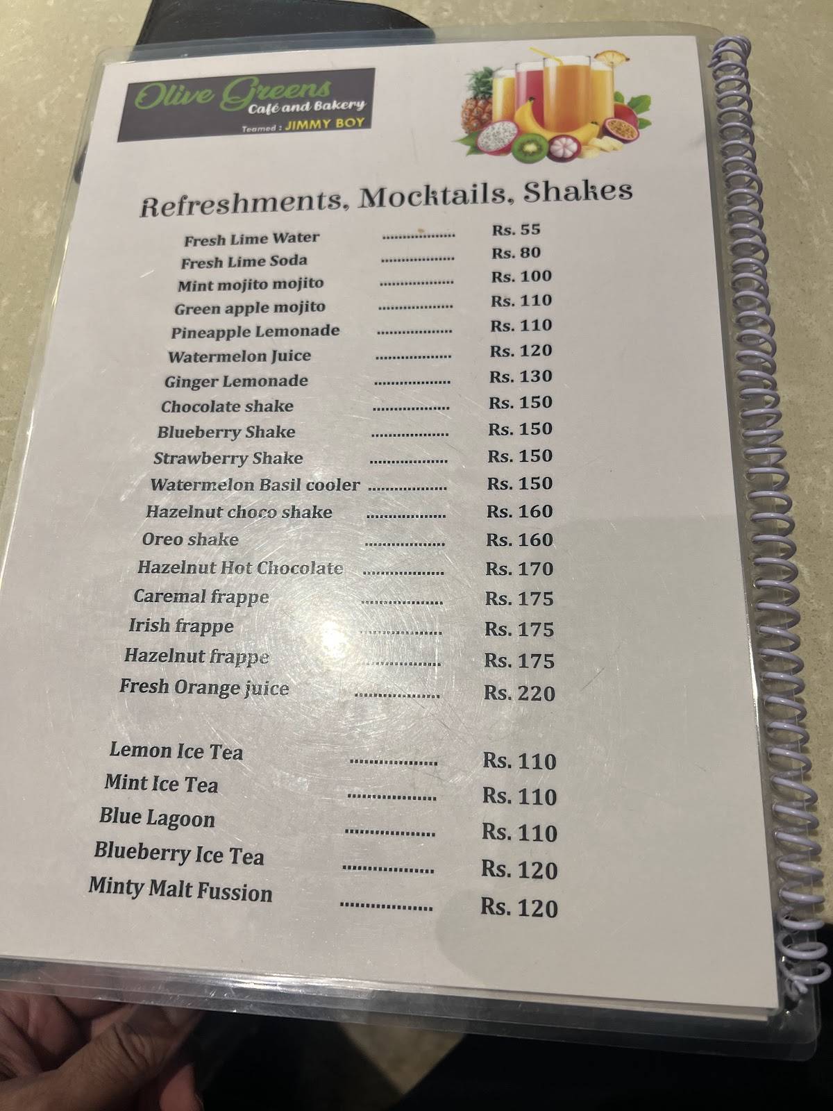 Menu at Olive Greens JIMMY BOY, Mumbai