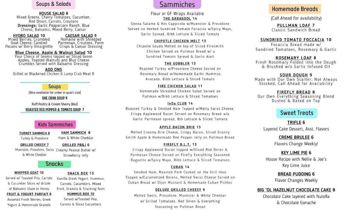 Menu at On The Fly restaurant, Panama City Beach, 539 Richard Jackson Blvd