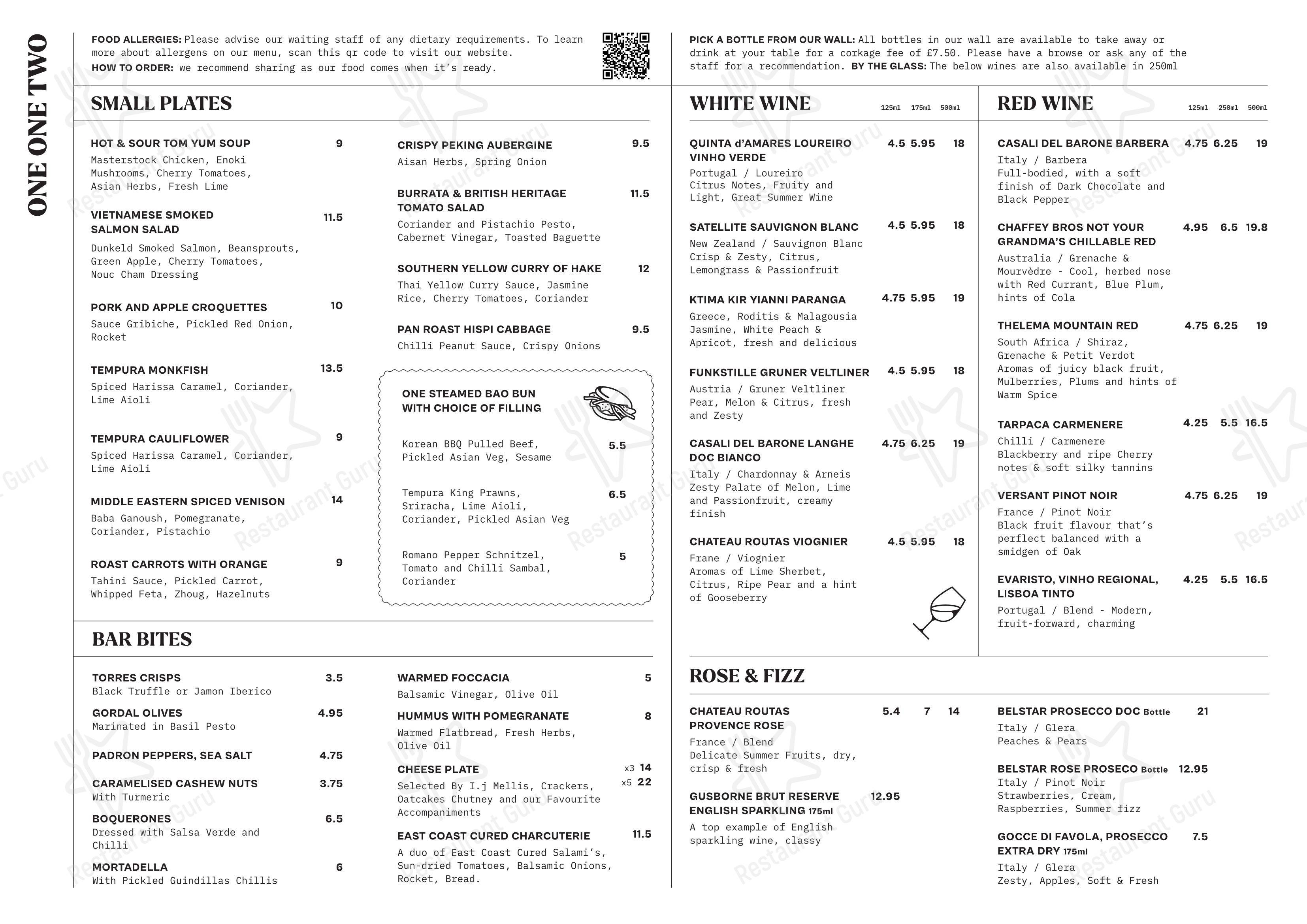 Menu at One One Two Wine Bar and Eatery, Nairn