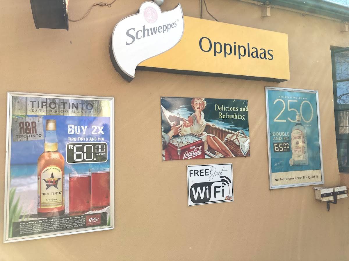 Menu at Oppiplaas restaurant, Pretoria