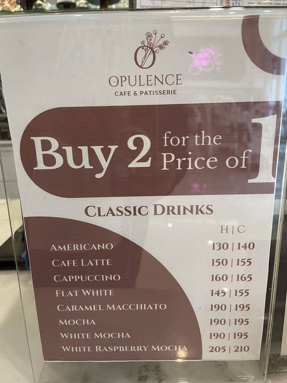 Carta de Opulence Cafe & Patisserie, Baguio