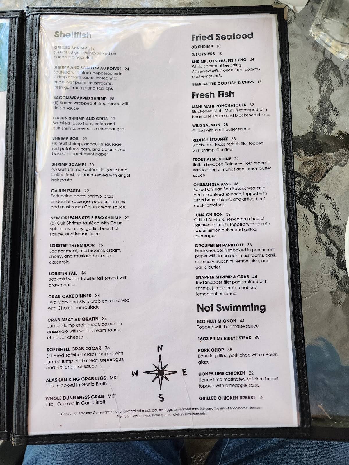 Menu at Opus Ocean Grille restaurant, Clear Lake Shores