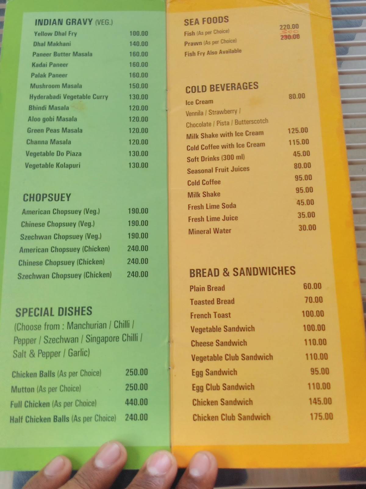 Menu at Orange Pekoe Restaurant, Kotagiri, CRFM+3PQ