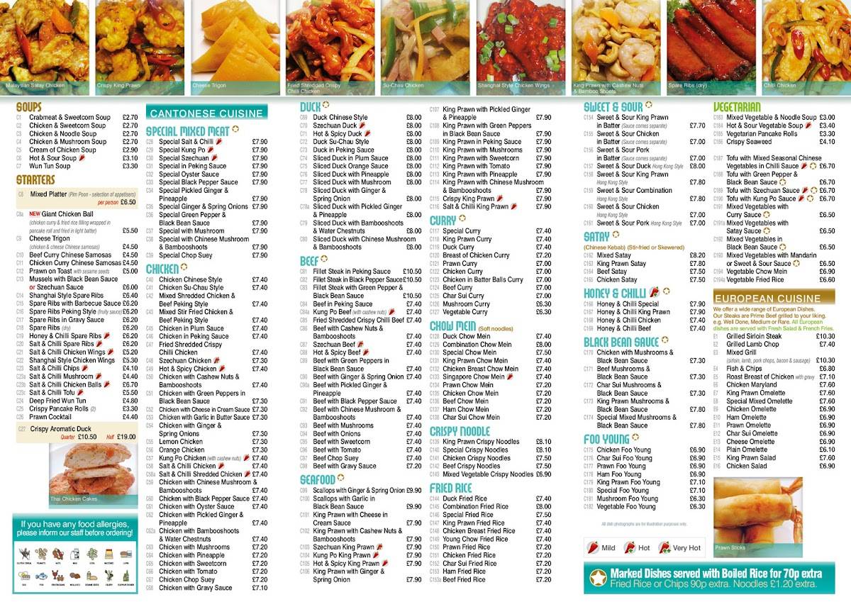 Menu at Oriental Cottage fast food, Kilmarnock