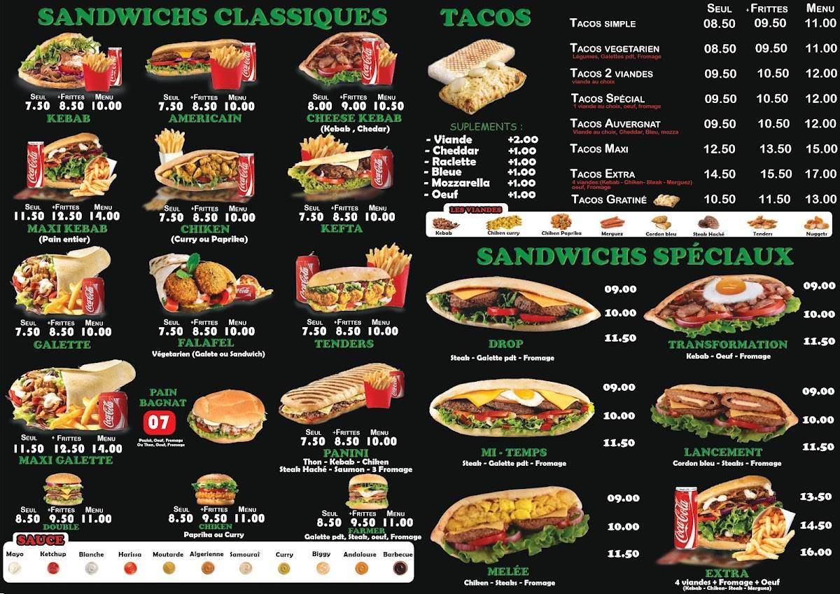 Menu au Original Food, Les Martres-de-Veyre