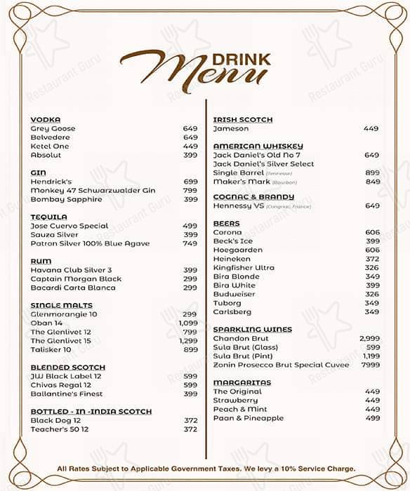 Menu at Otium RoofTop Lounge Bar, Mumbai