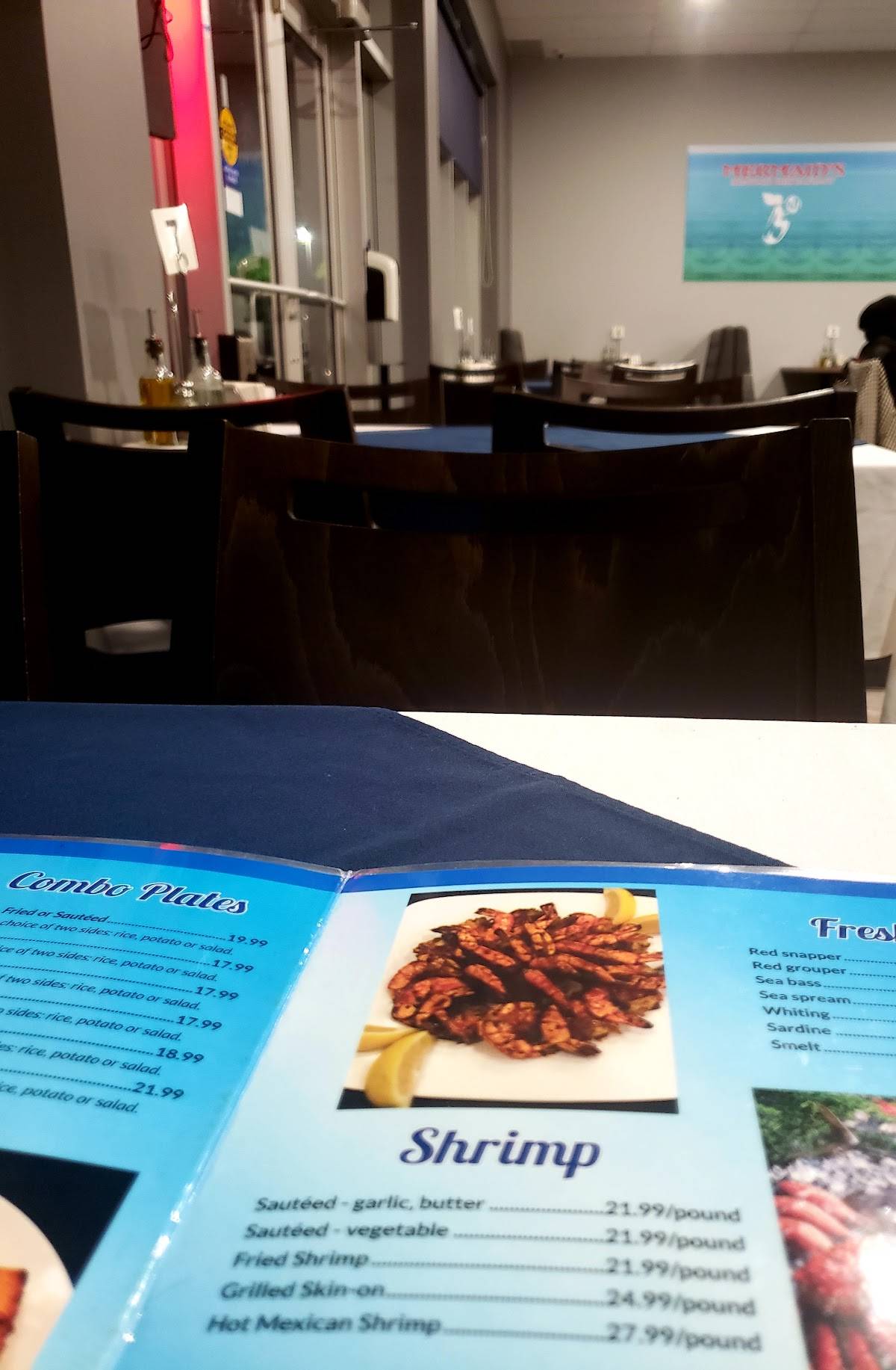 Menu at Mermaid's Seafood Restaurant, Ottawa