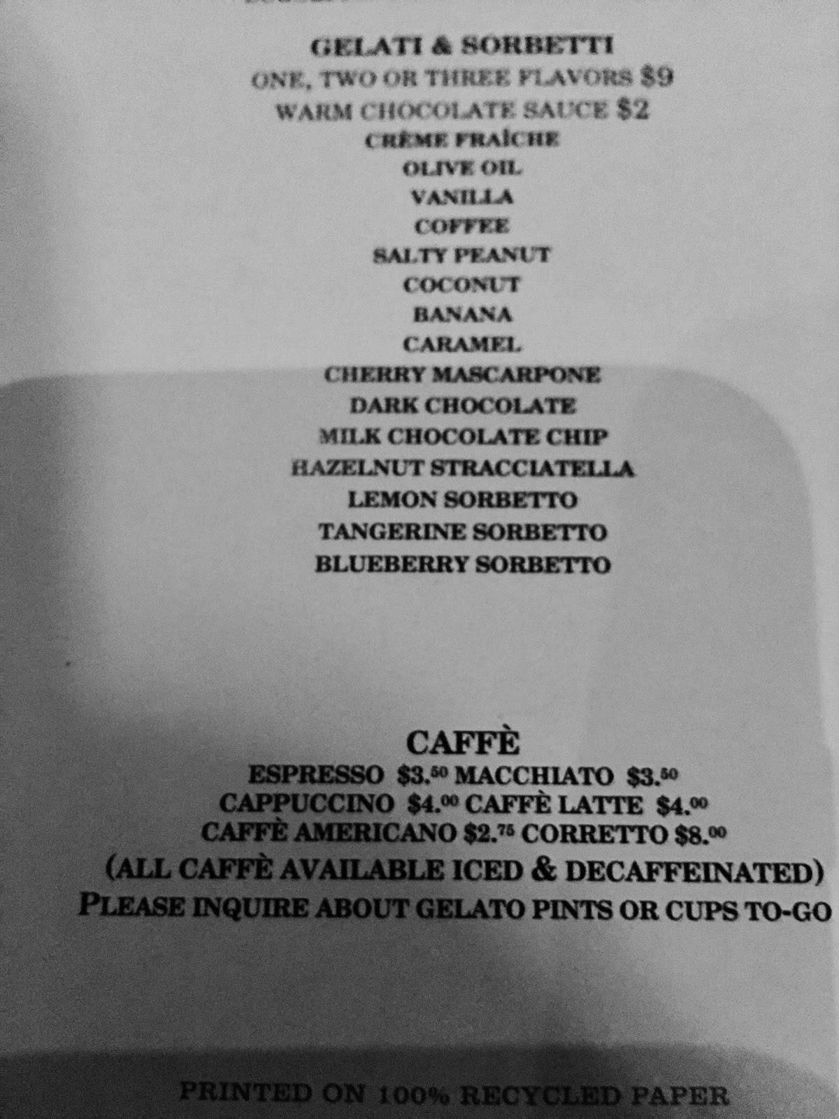 Menu at Otto Enoteca Pizzeria, New York City