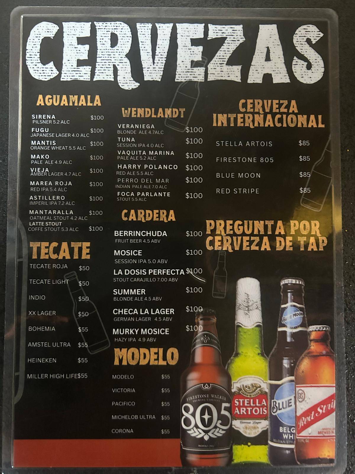 Menu at Overtime Sports Bar, Ensenada