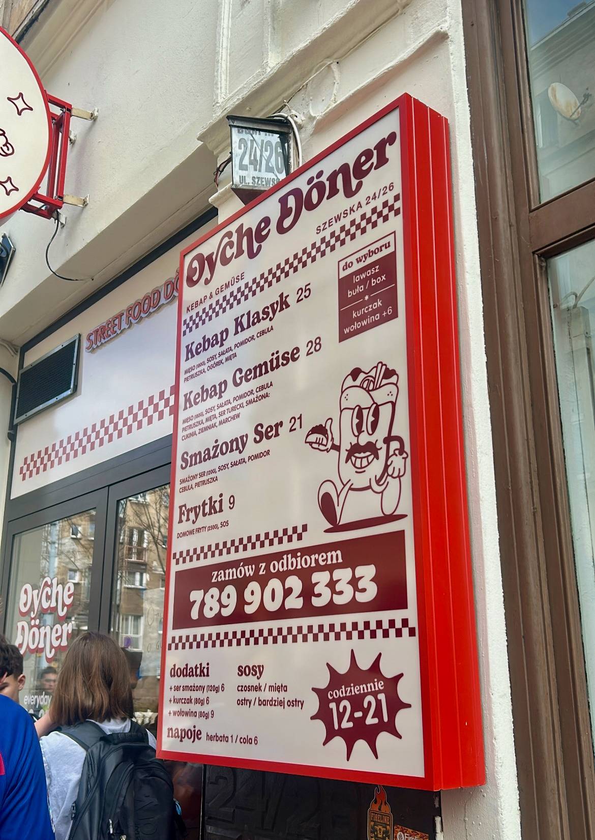 Menu at Oyche Döner restaurant, Wrocław