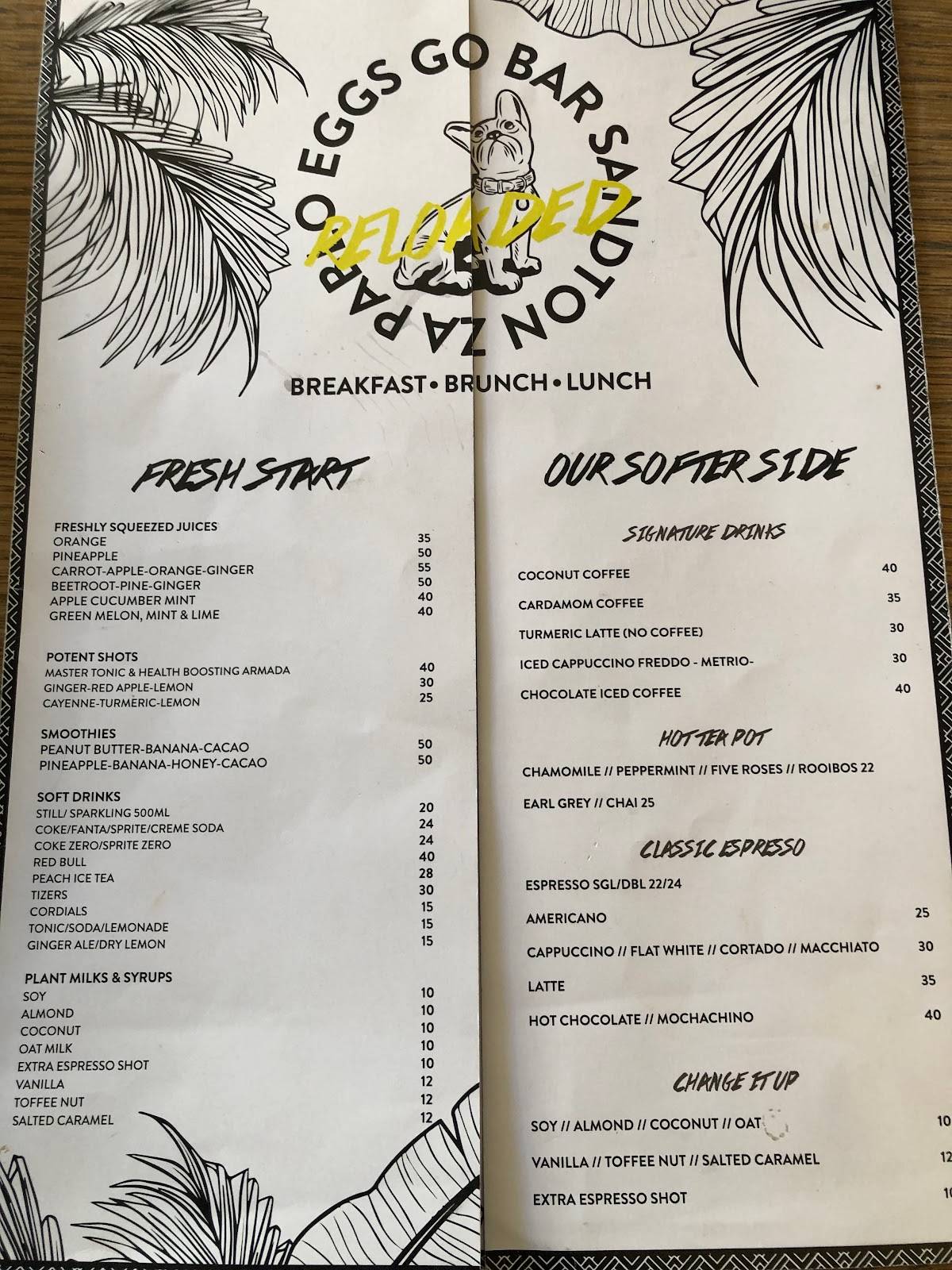Menu at PABLO Sandton Restaurant, Sandton