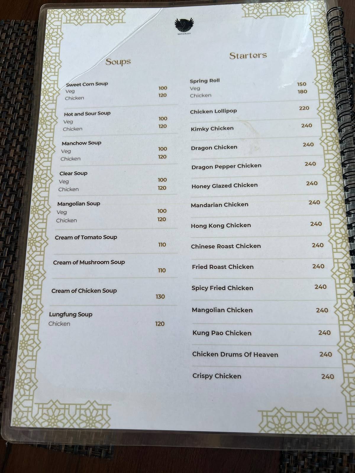 Menu at PEGASUS RESTAURANT, Kannur