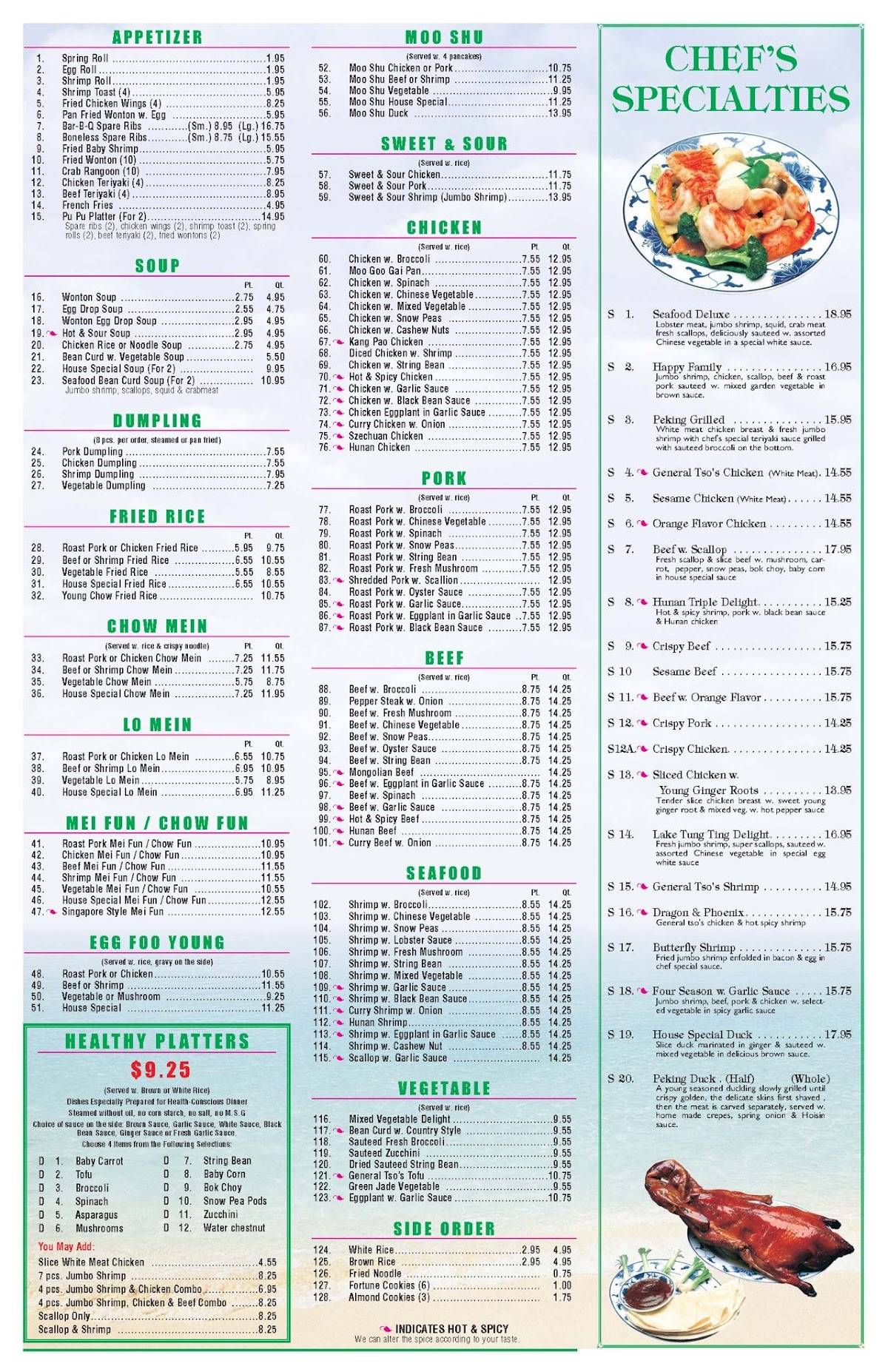 Menu at PEKING 88 restaurant, Brick
