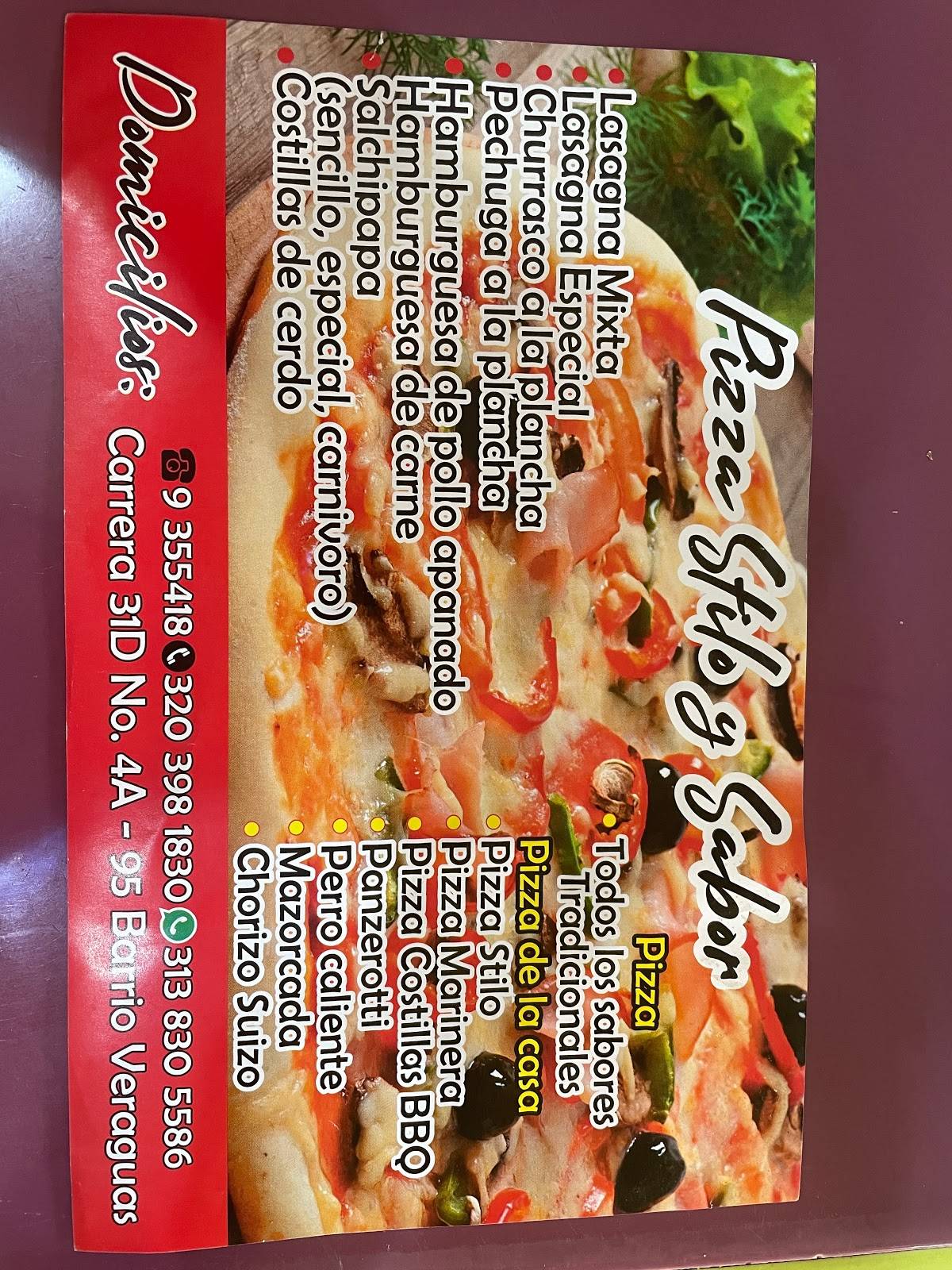 Carta del restaurante PIZZA STILO Y SABOR, Bogotá