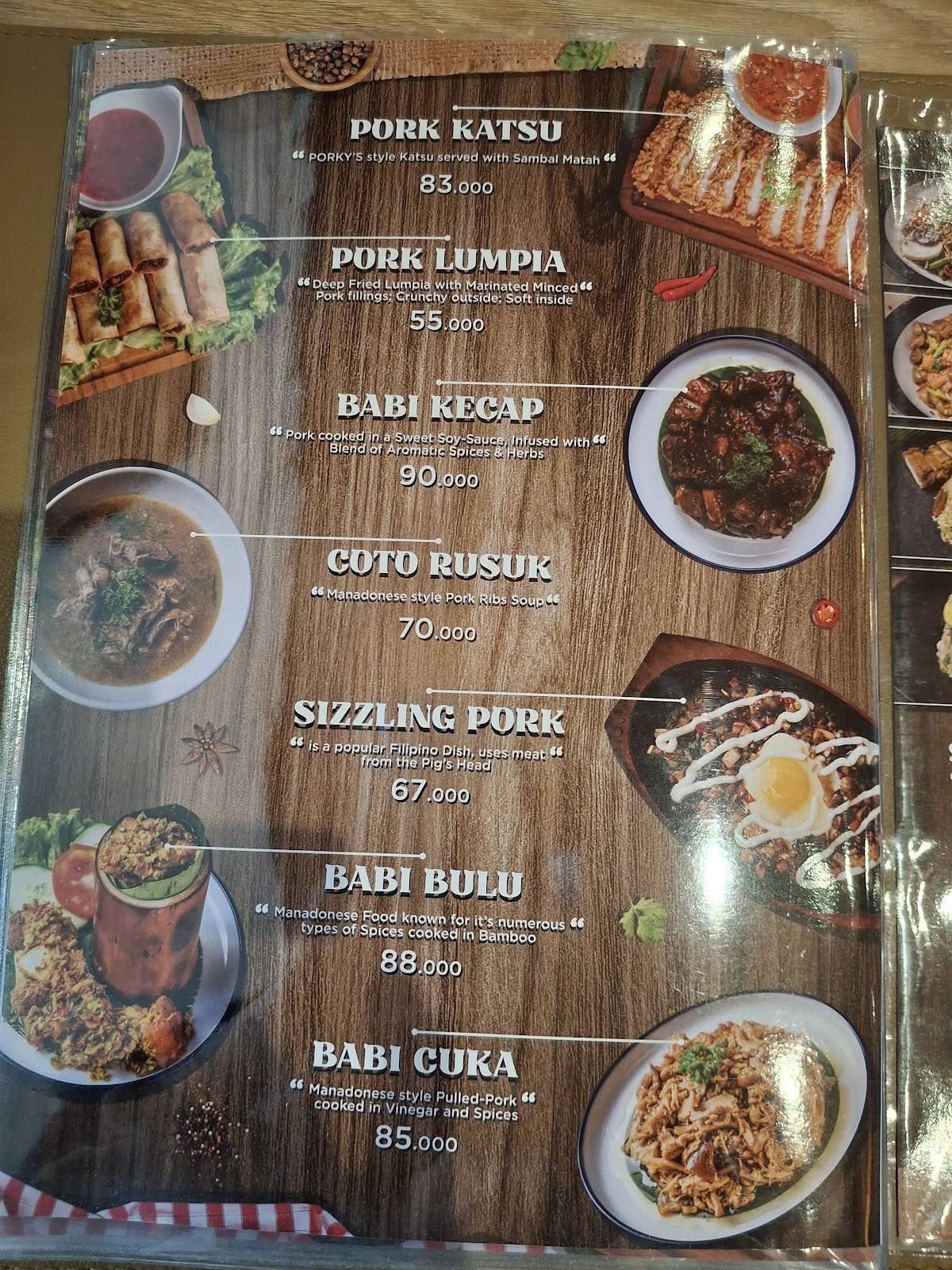 Menu at PORKY’s Gading Serpong restaurant, Curug Sangereng