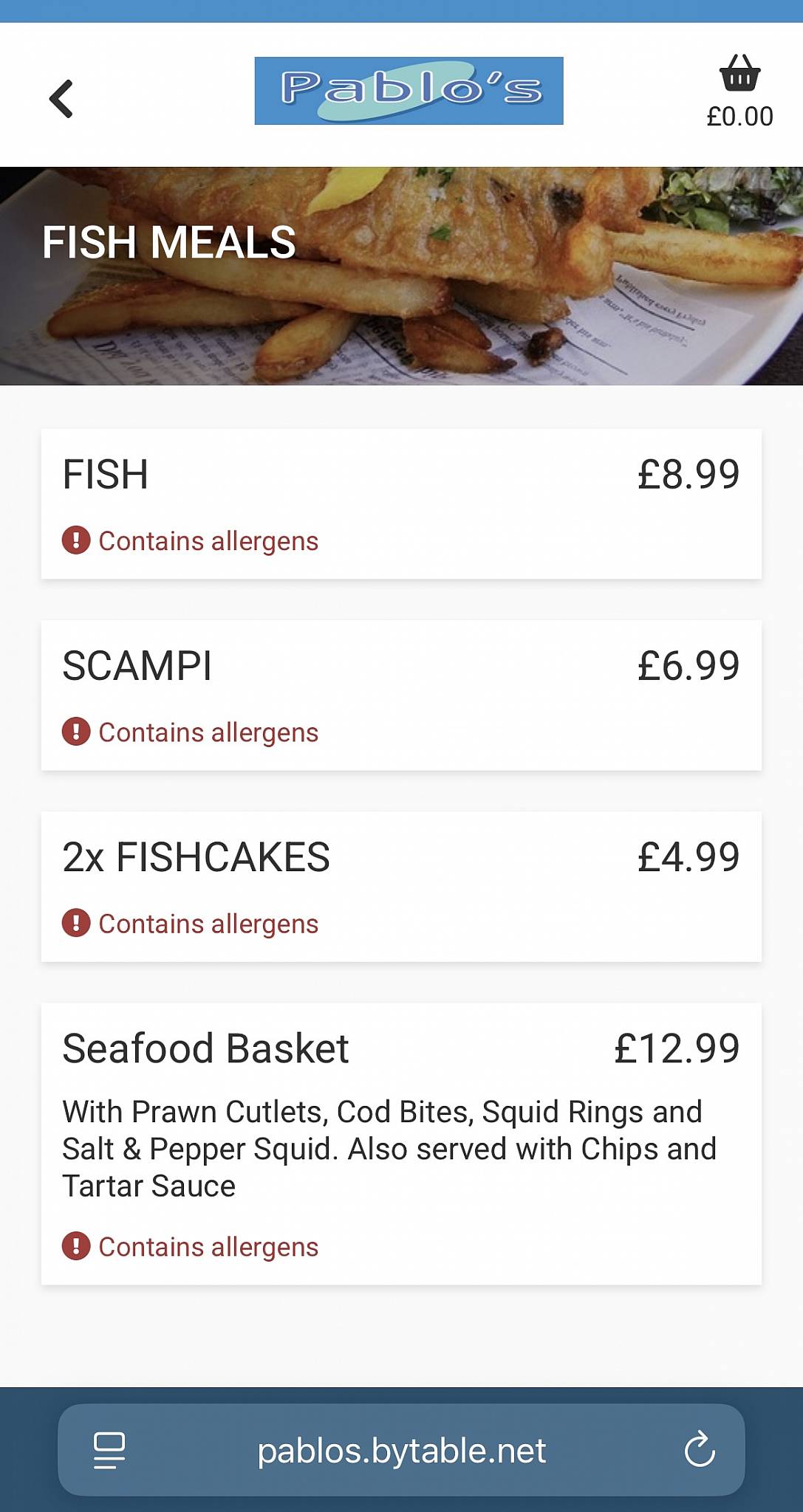 Menu at Pablo's Fish and Chips - South Shore - Blackpool restaurant ...