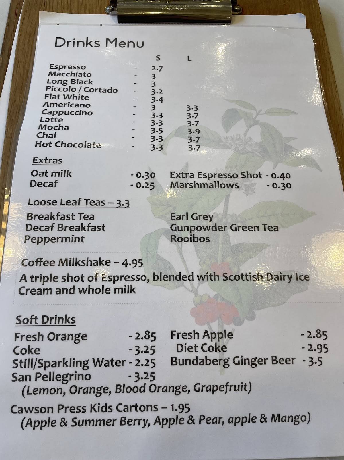 Menu at Pacamara Food & Drink cafe, Dundee