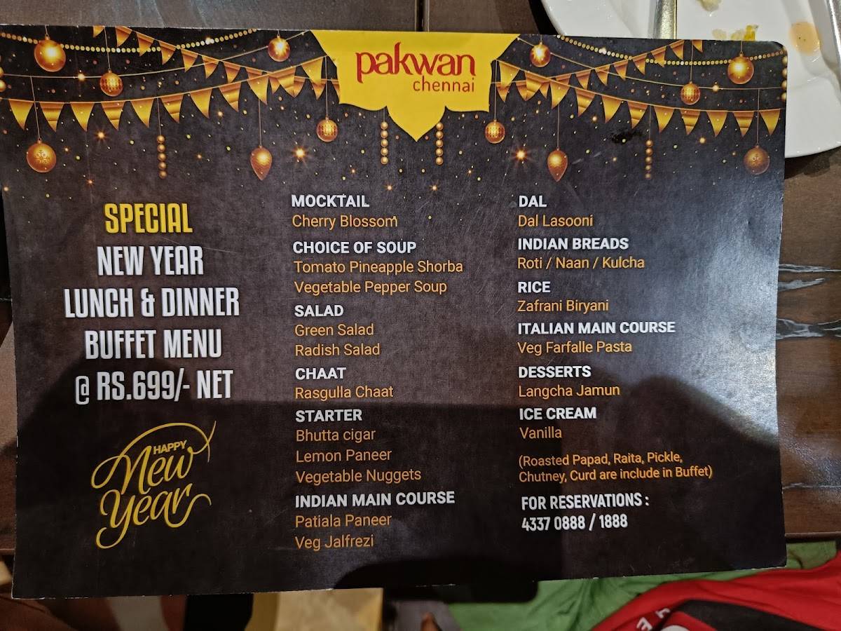 Menu at Pakwan Chennai, Chennai, 1st Floor