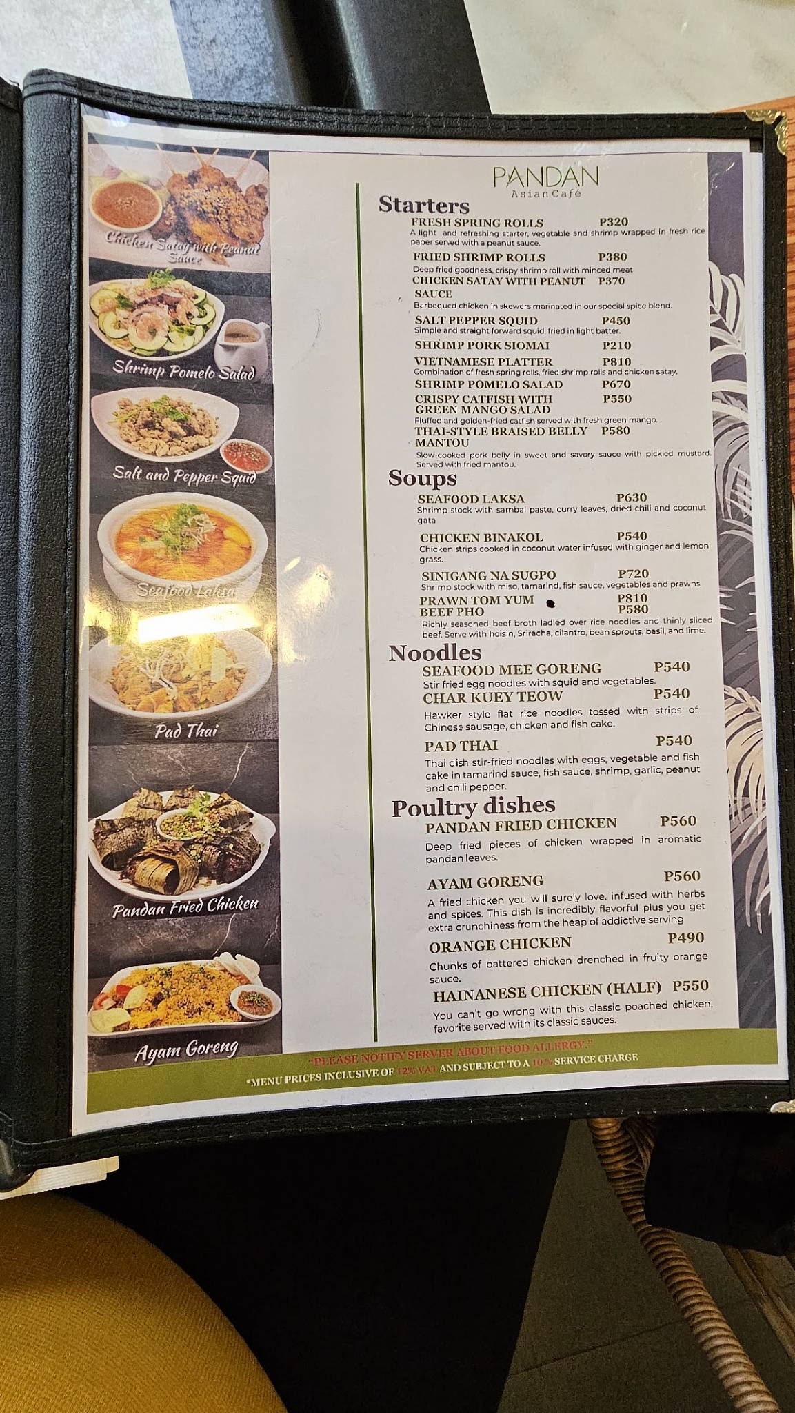 Menu at Pandan Asian Cafe, Quezon City