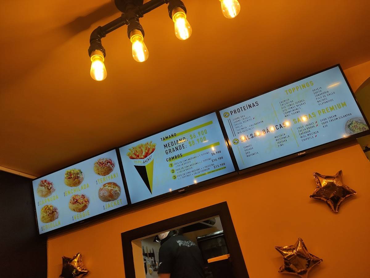 Carta del restaurante Papa Jacket, Bogotá