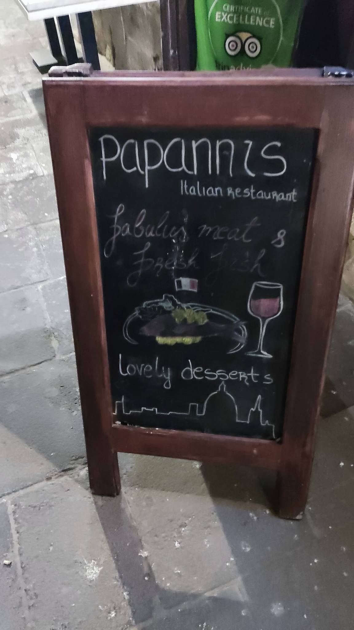 Menu at Papannis Restaurant, Valletta