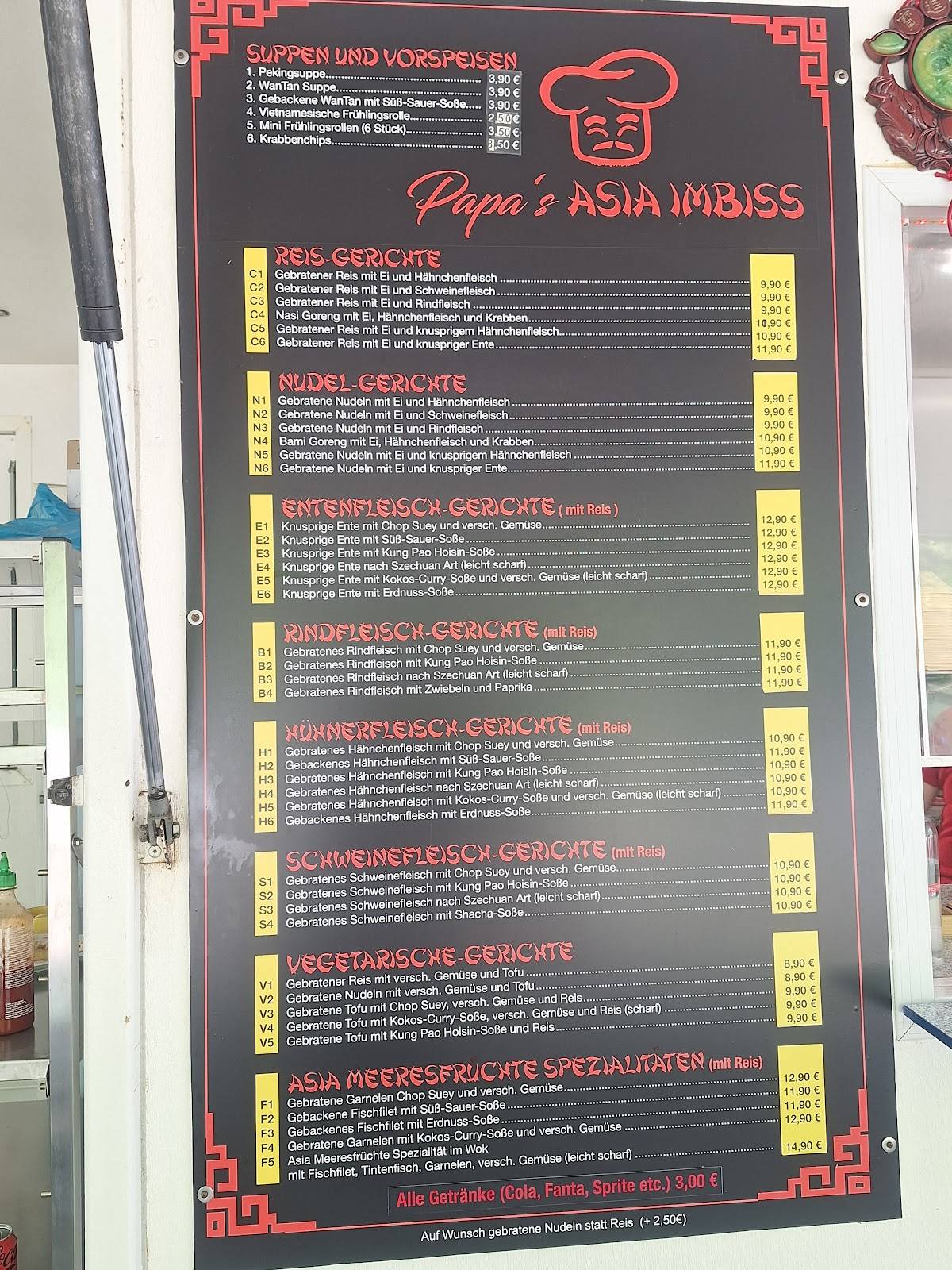 Carta del pub y bar Papas Asia Imbiss, Cuxhaven