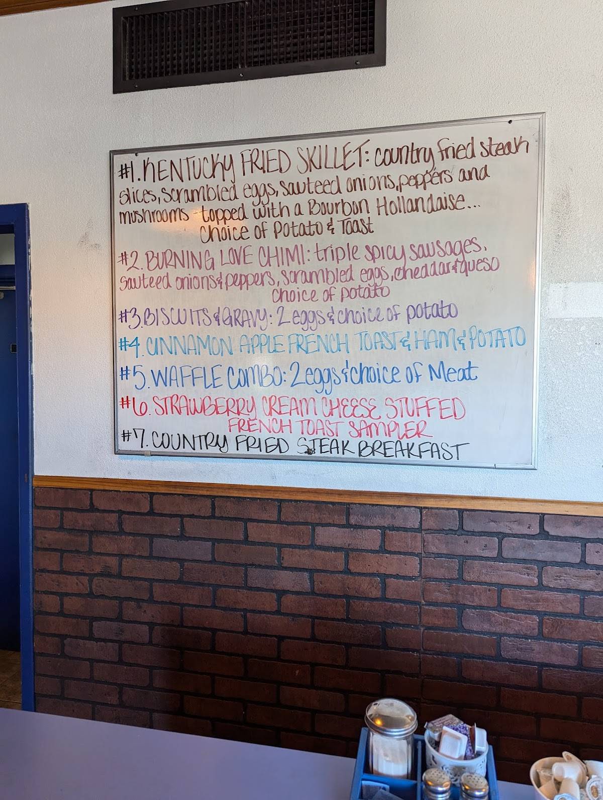 Menu at Papa's Cafe, Crystal