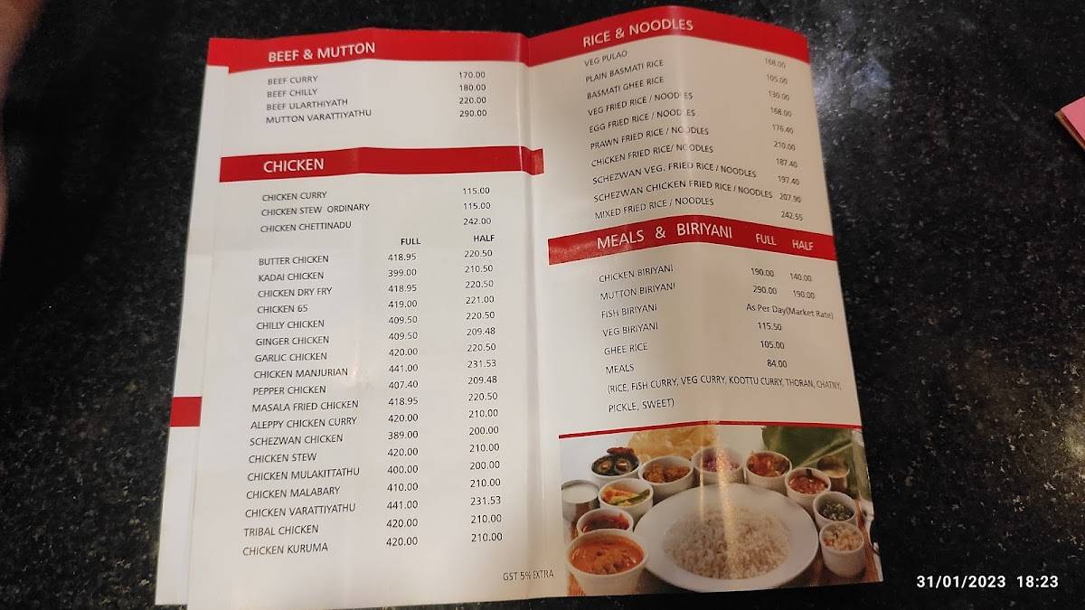 Menu at Paragon Restaurant, Kozhikode, Kannur Rd