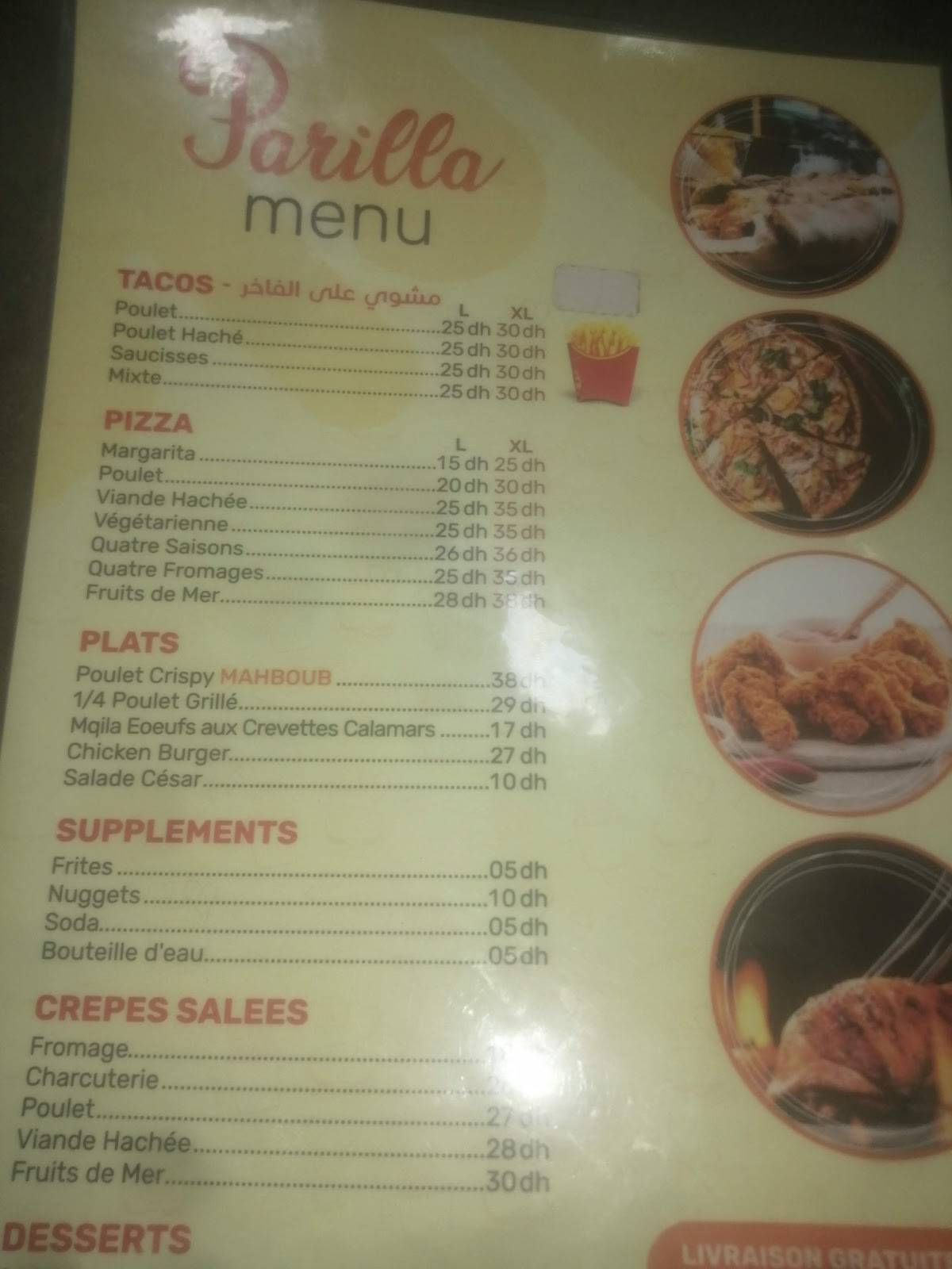 Speisekarte von Parilla Fast Food, Kenitra