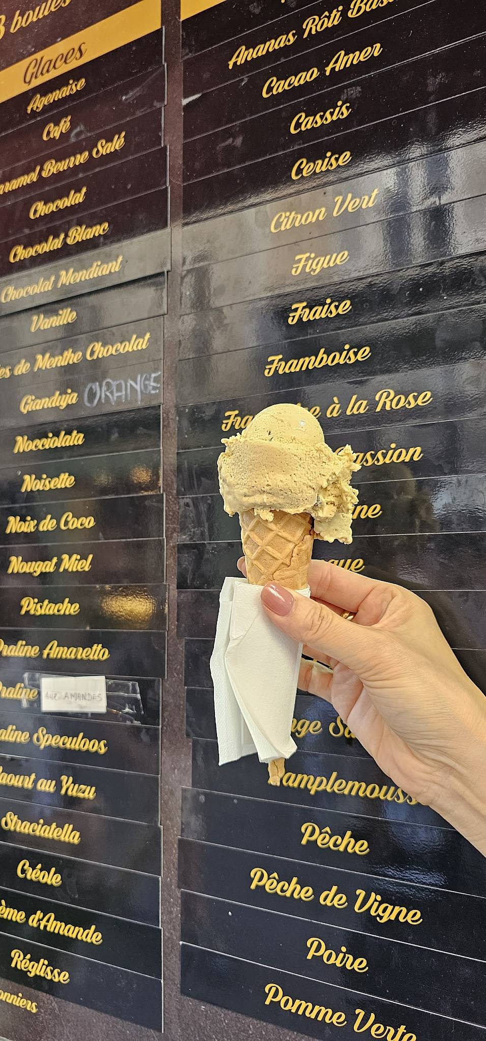 Menu at Berthillon desserts, Paris, 2 Quai d'Orléans