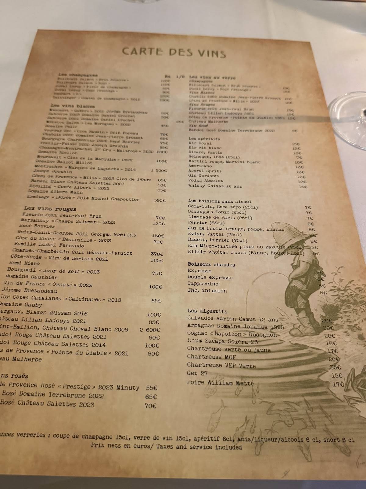 Menu at Le Pré Catelan restaurant, Paris, Bois de Boulogne