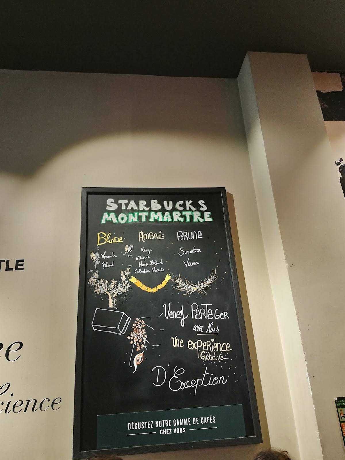 Menu at Starbucks cafe, Paris, 18 Bd Montmartre