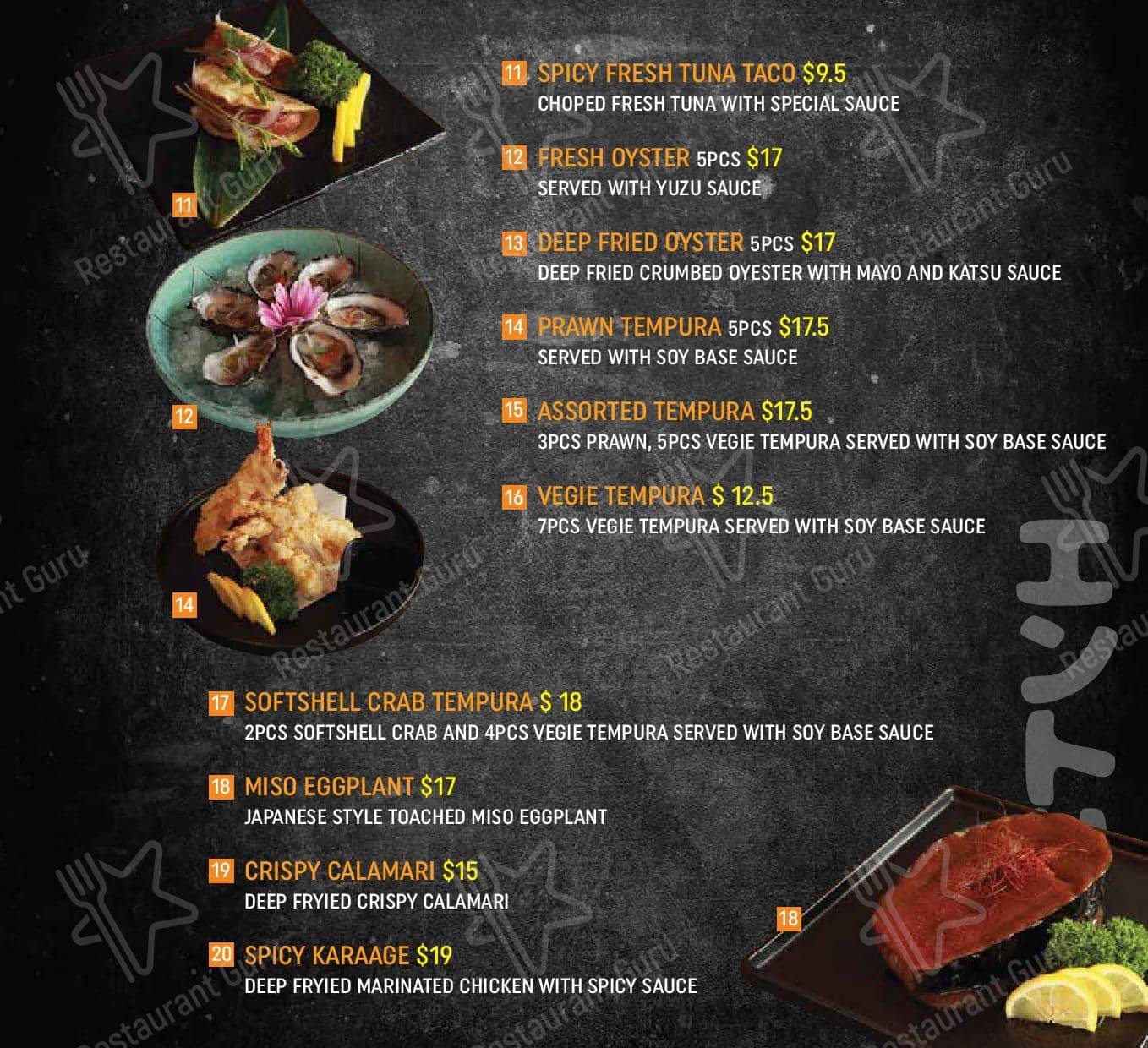 Menu at Ginza Izakaya Parramatta restaurant, Parramatta