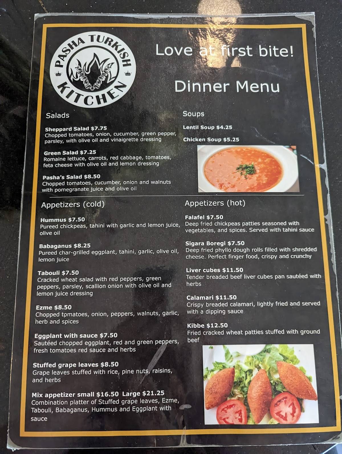 Menu at Pasha Turkish Kitchen restaurant, Willowick