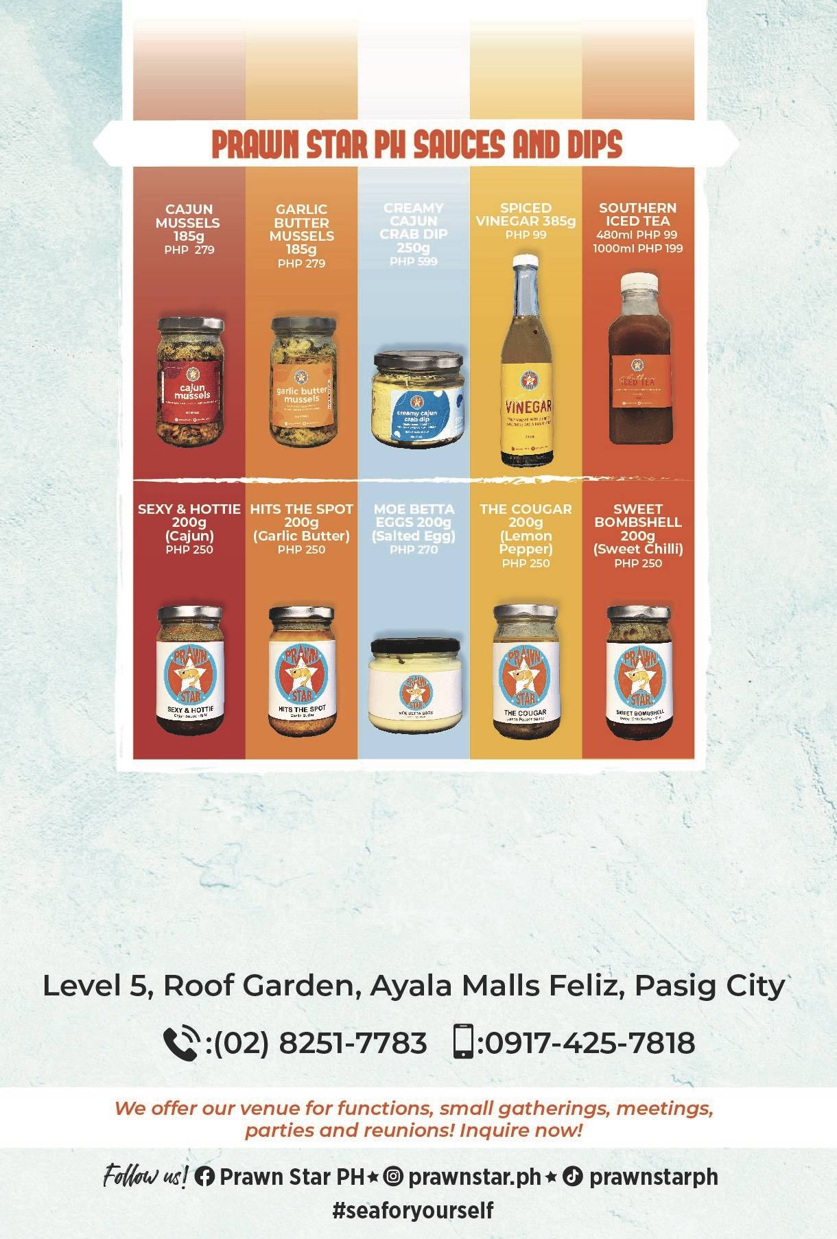 Menu at Prawn Star PH restaurant, Pasig