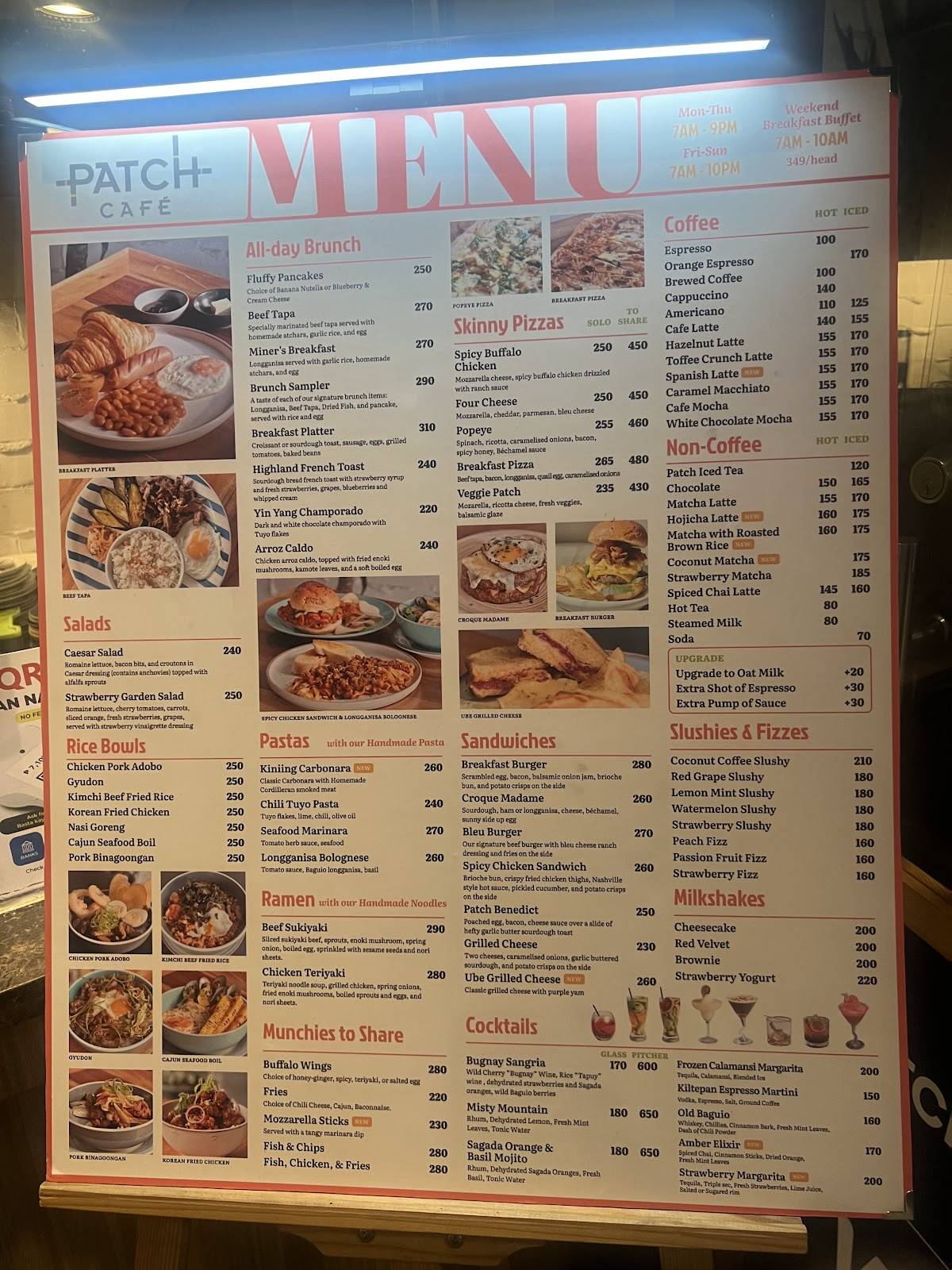 Menu at Patch Cafe, Baguio, Bloomfield Hotel