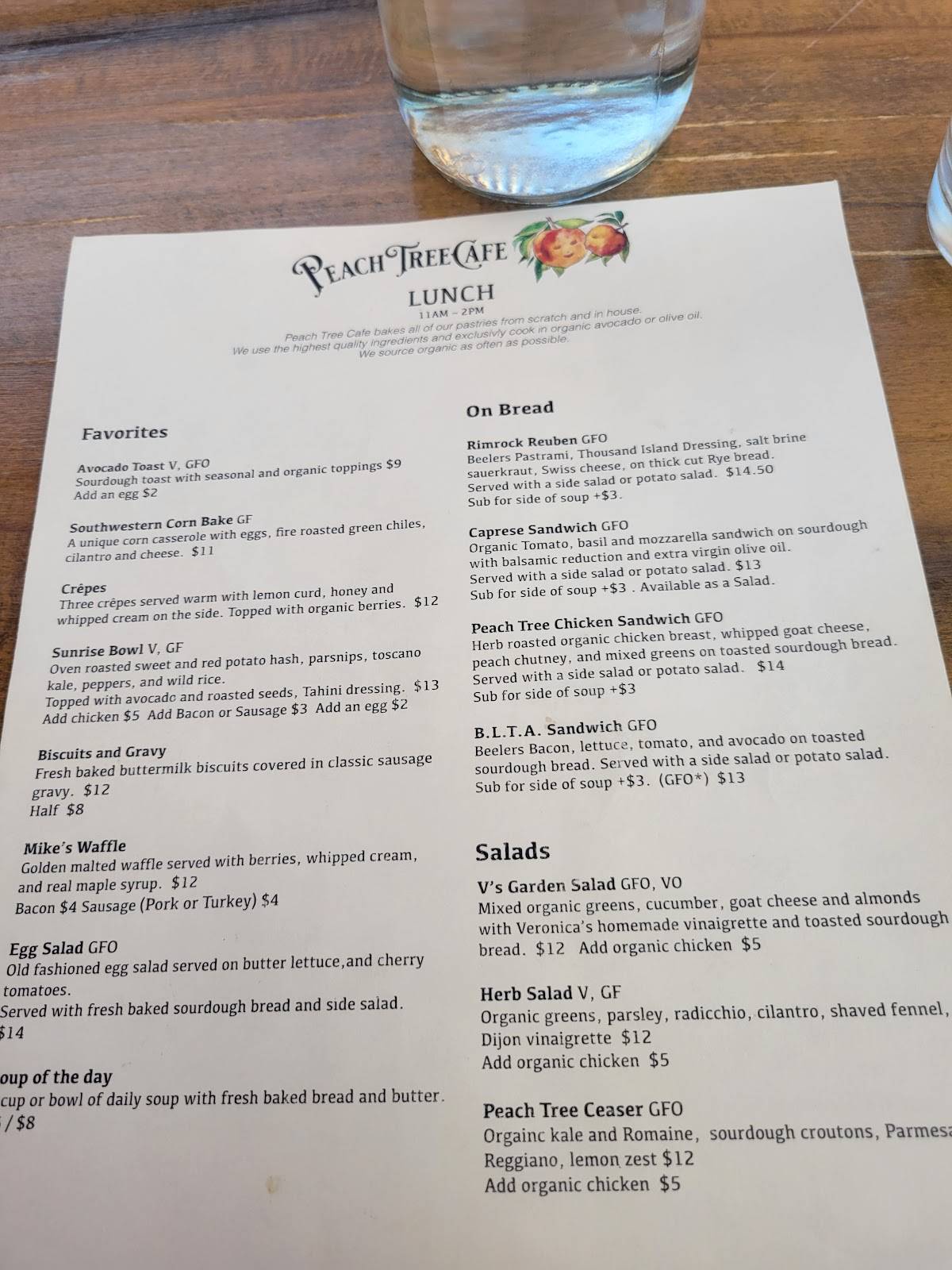 Menu at Peach Tree Cafe, Lake Montezuma