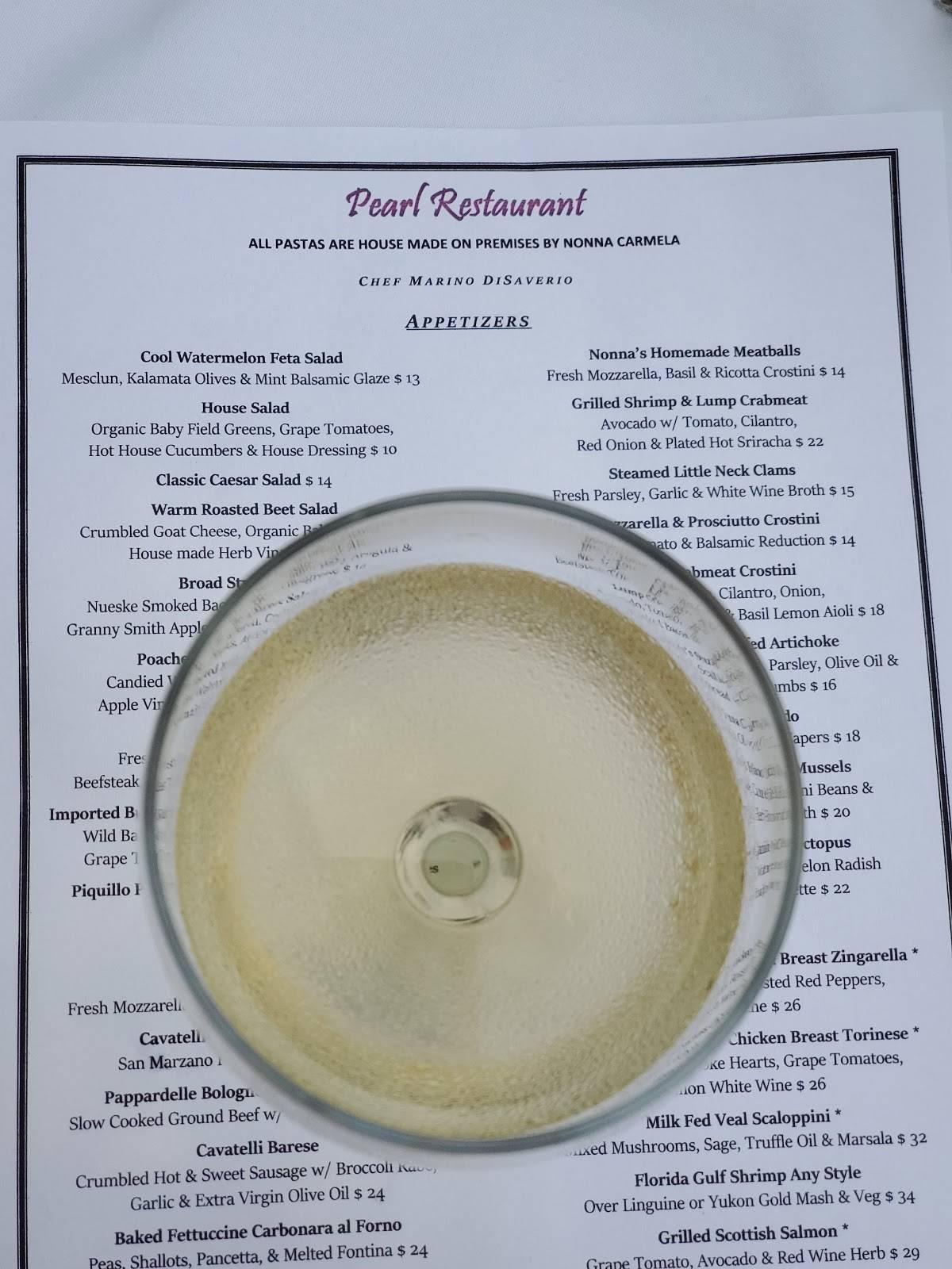 Menu at Pearl Restaurant, Ridgewood