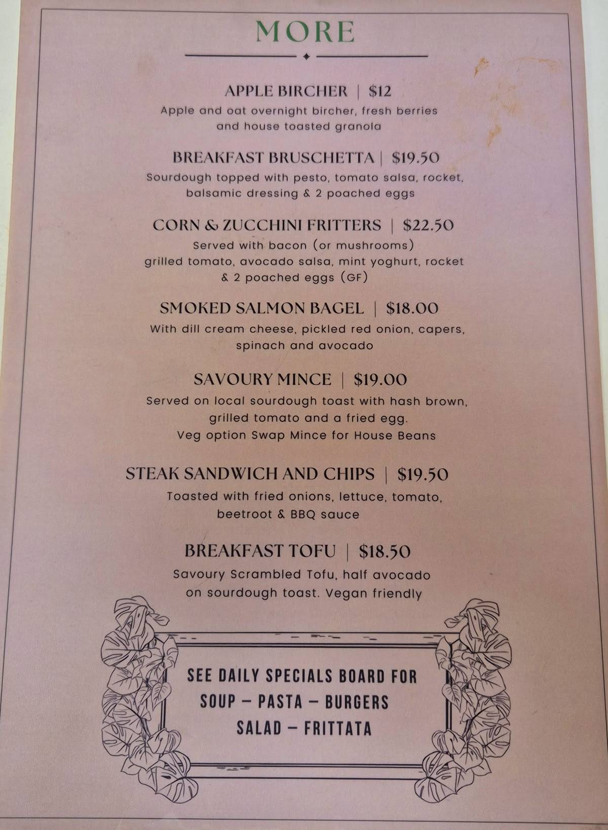 Menu at Pedlar Project restaurant, Townsville City, 320-334 Flinders St