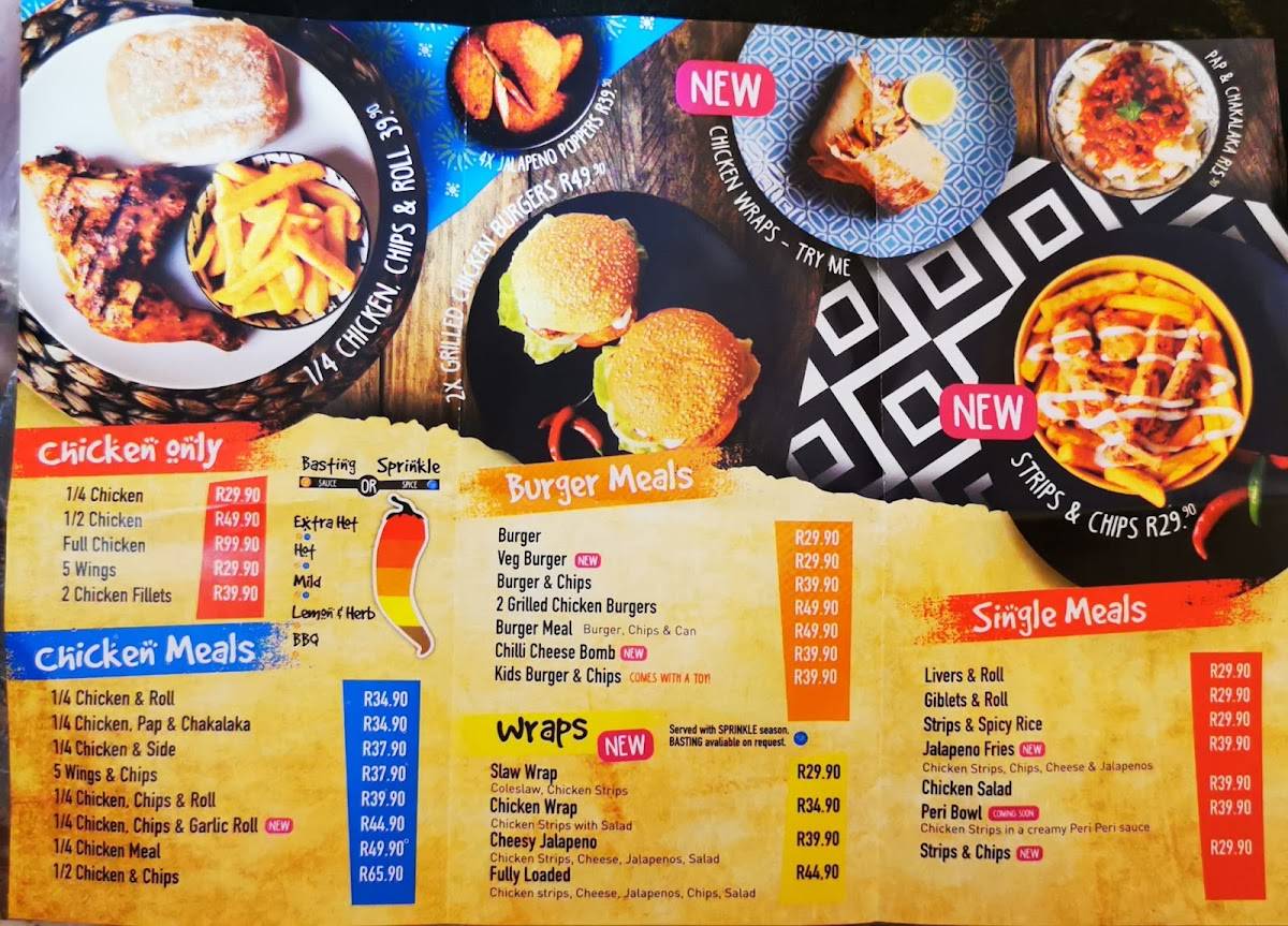 Menu at Pedros Woodstock restaurant, Cape Town