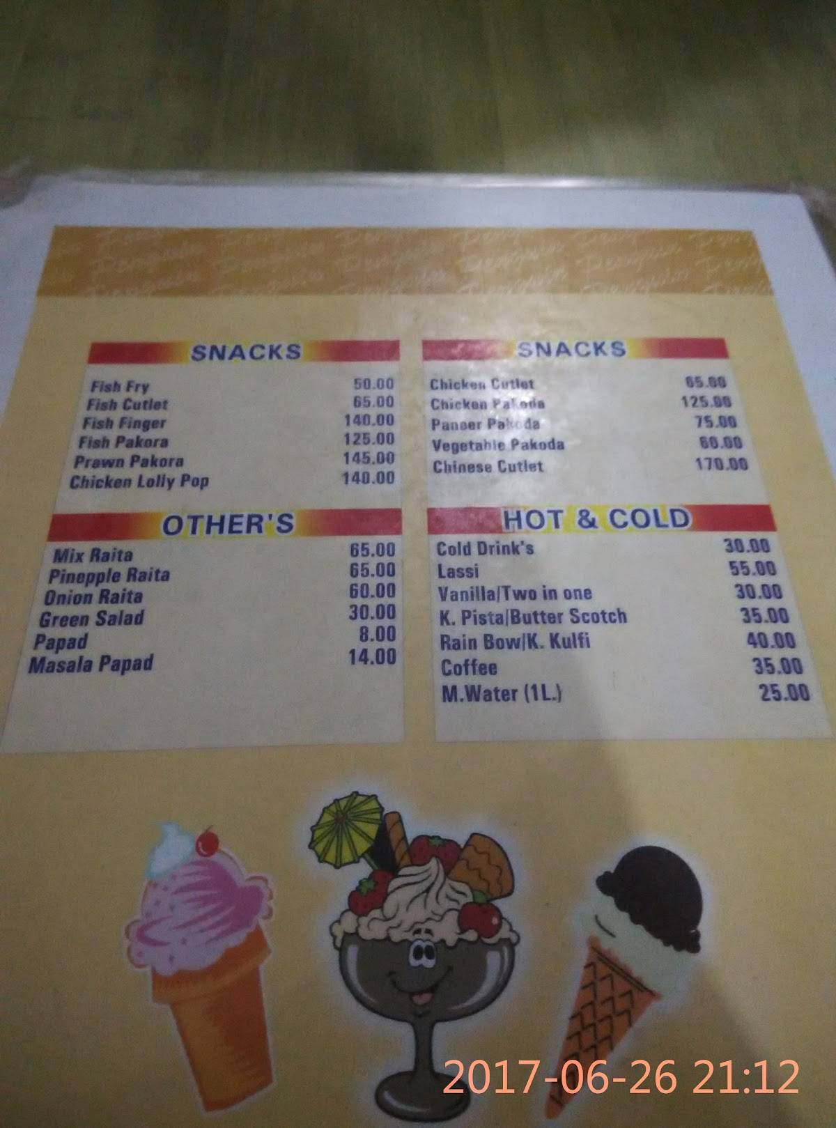 Menu at Penguin Restaurant, Howrah, Danesh Sk Lane