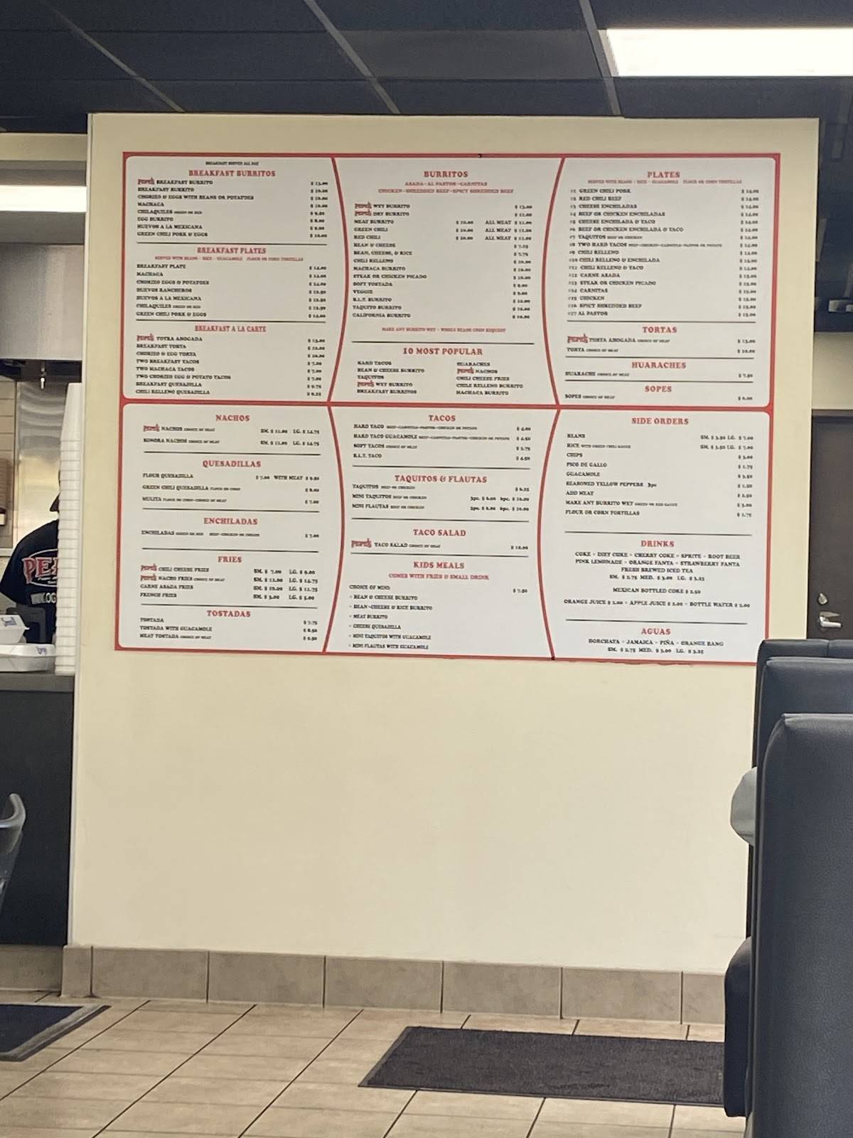 Menu at Pepe's Finest Mexican Food restaurant, Rancho Cucamonga