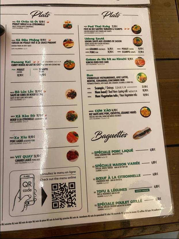 Menu au Peppermint Restaurant, Luxembourg