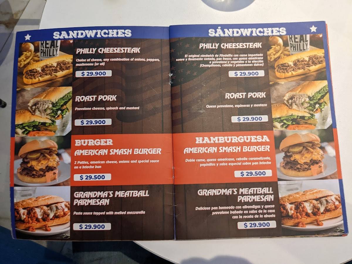 Menu at Philly Steaks restaurant, Medellín, Cra. 43E #11a-15