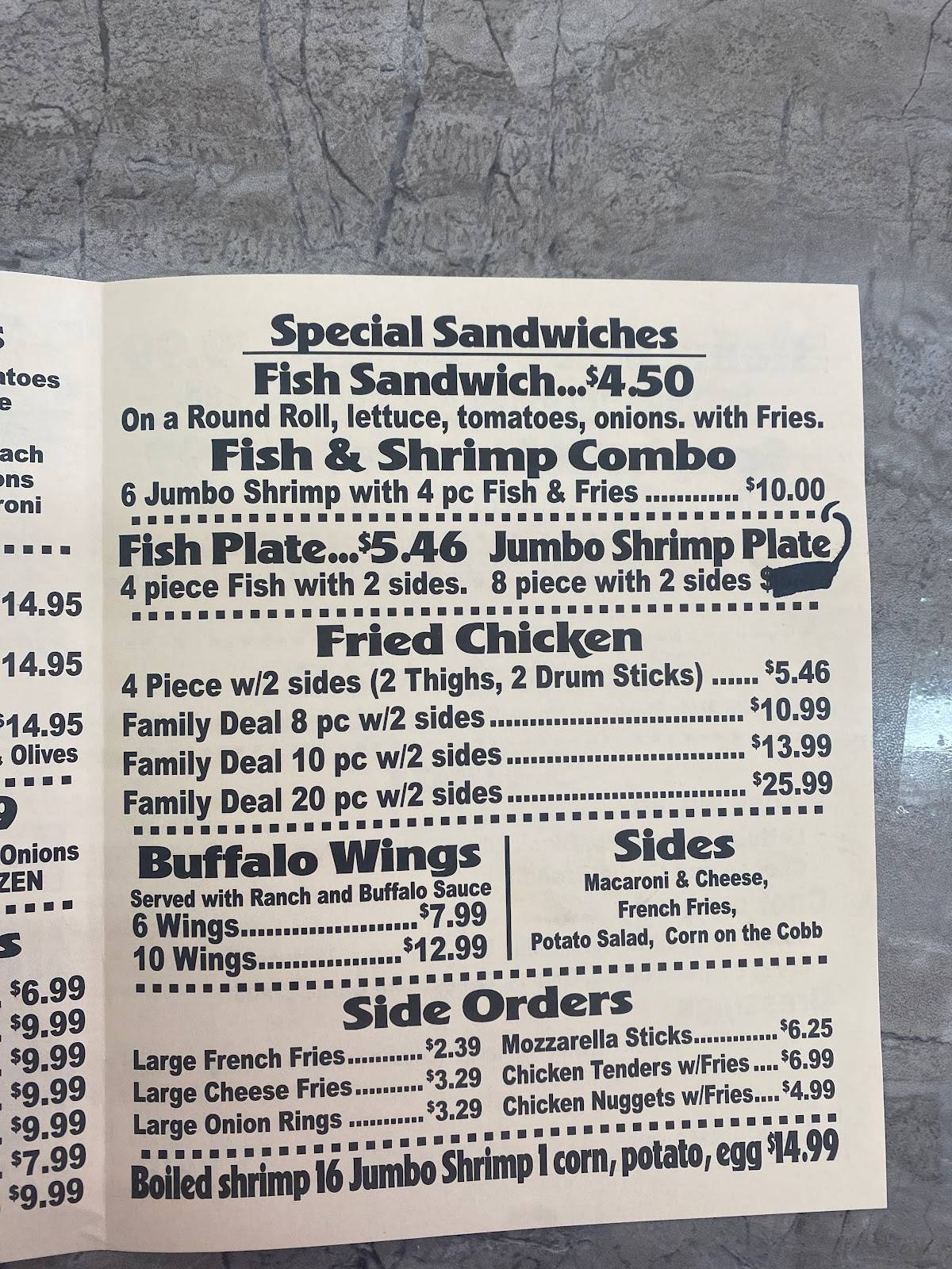 Menu at Fish N Chicken pizzeria, Alexandria
