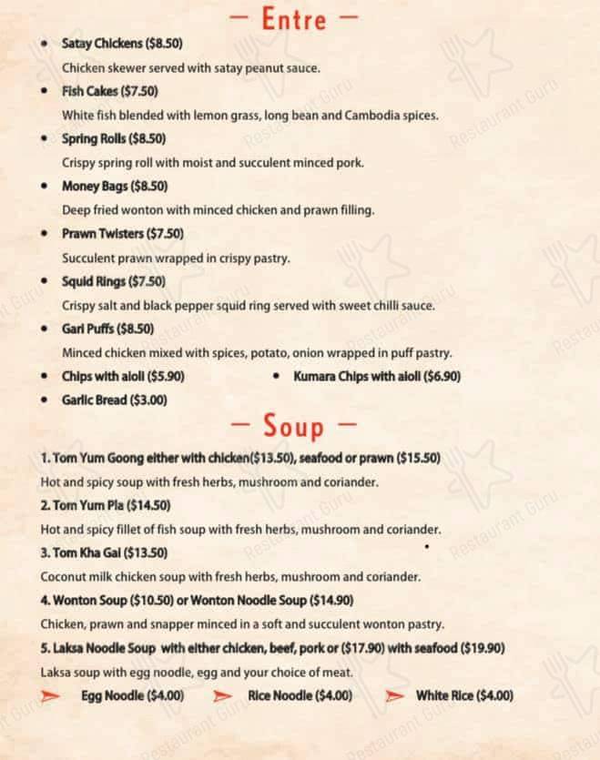 Menu at Phnom Penh Restaurant & Cafe, Auckland